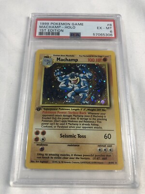 1999 POKEMON #8 MACHAMP HOLO 1ST EDITION BASE SET EXCELLENT - MINT PSA ...