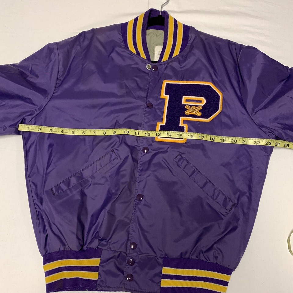 Vtg Nylon Varsity Jacket Sz Large Purple Baseball P Patch Made in USA ...