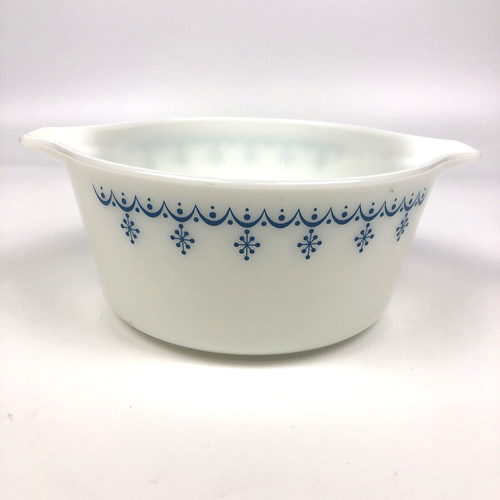 VTG Pyrex GARLAND Snowflake 474-B 1 1/2 Quart Round Casserole Dish NO ...