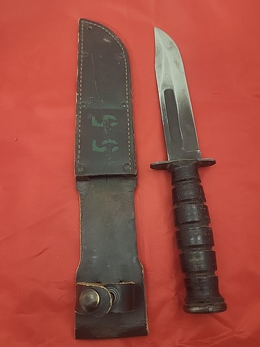 US CAMILLUS Mark 2 MK2 Military Fighting Combat Knife, W/Leather Sheath ...