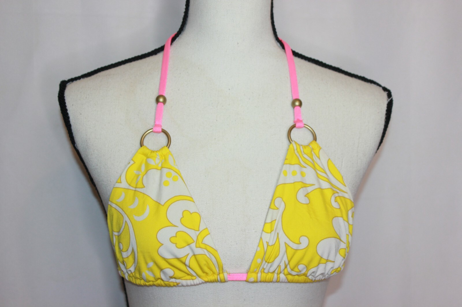 Vitamin A Swimwear String Bikini Top Triangle Pink Ye… - Gem
