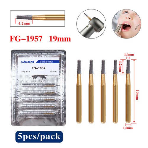 5pcs High speed Dental Tungsten Steel Crown Metal Cutting burs FG-1957 ...