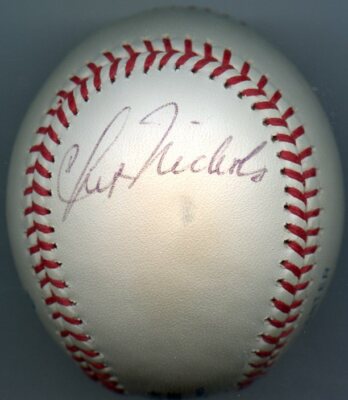CHET NICHOLS Signed Baseball 1955 Braves 1961 Red Sox 1964 Reds Guar ...
