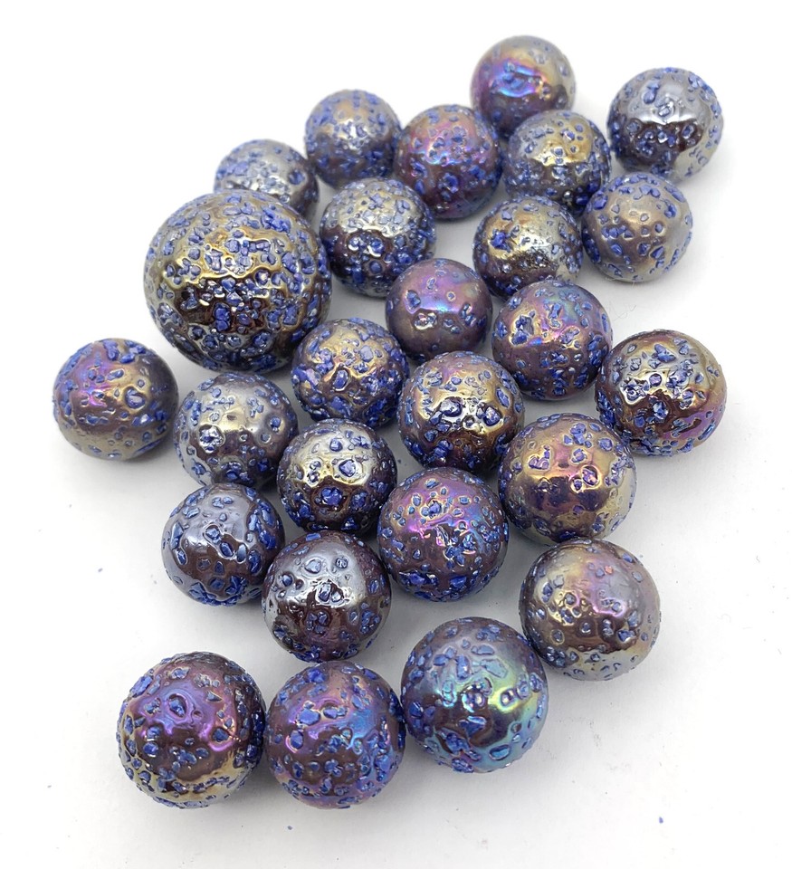 Net Bag 25 Asteroid Glass Mega Marbles Vacor Iridescent w Frit Current ...