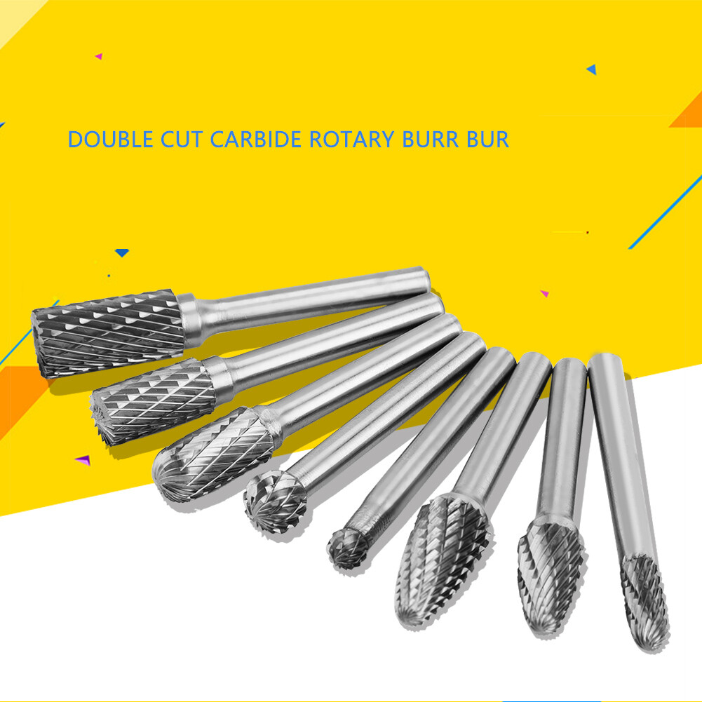 8PCS Rotary Burrs 1/4" Tungsten Carbide Metal Steel Burr Drill Bits for ...