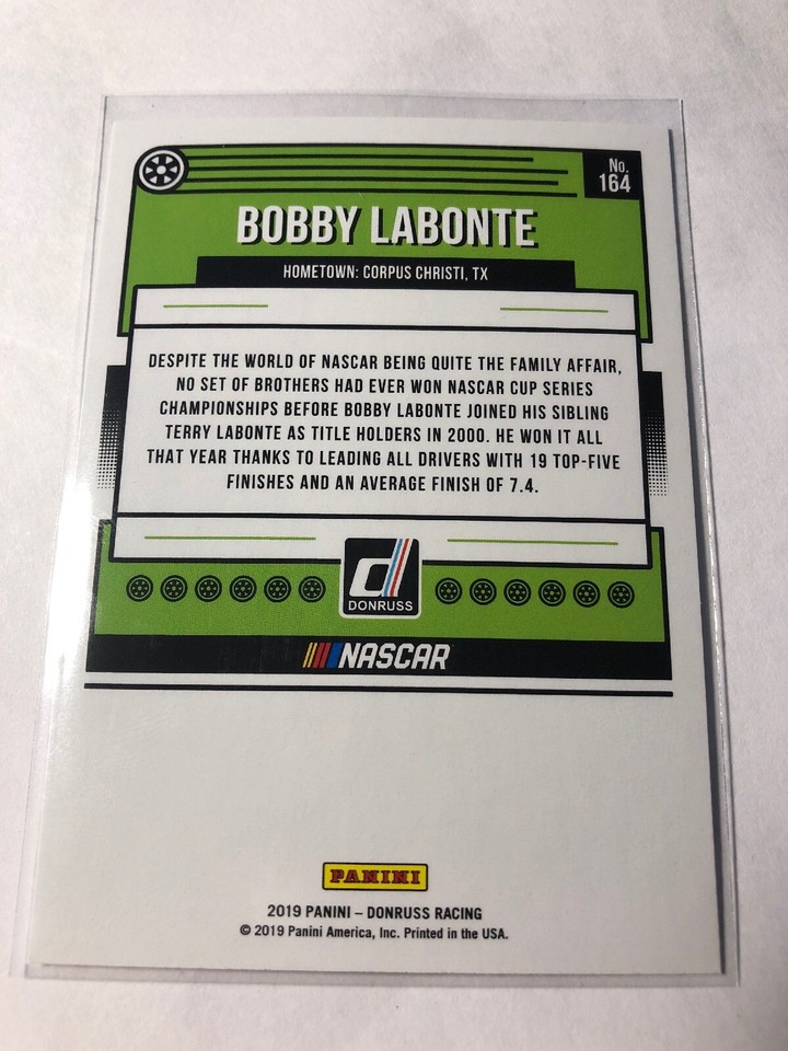 Bobby Labonte 2019 Panini #164 Legends Hall of Famer in 2020 Racing ...