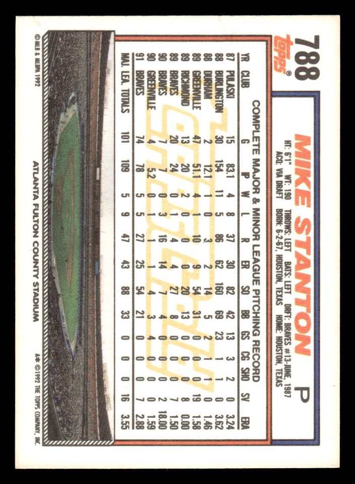 1992 Topps #788 Mike Stanton Gold Winners | eBay