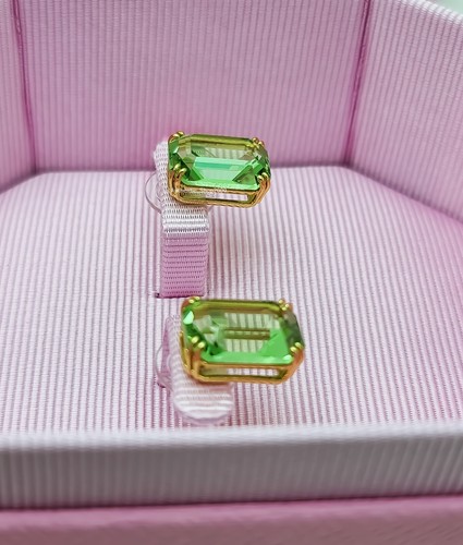 New Authentic SWAROVSKI Gold Tone Green Crystal Millenia stud earrings ...
