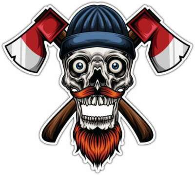 Lumberjack Skull Logging Axe Car Bumper Window Sticker Decal 4.6" | eBay