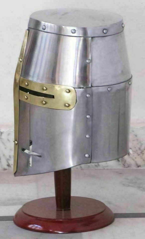 Medieval Silver Wearable Templar Crusader Knight Armour Helmet | eBay UK