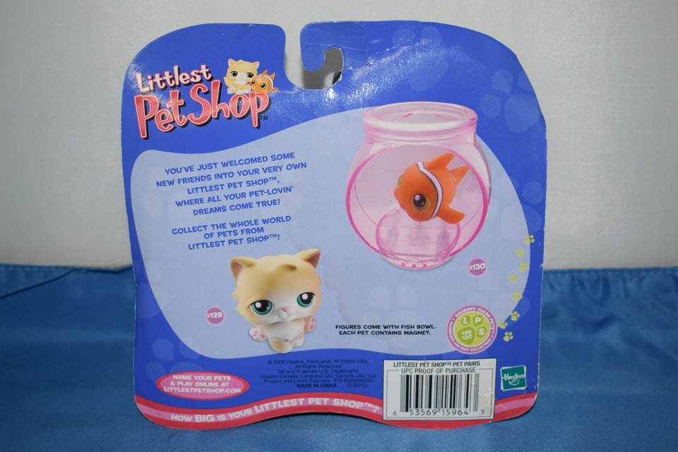 Littlest Pet Shop LPS Pet Pairs Persian #129 Clownfish #130 RARE ...