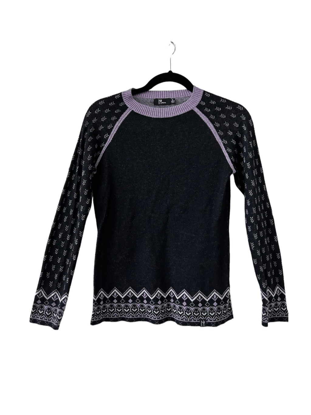 Neve Merino Wool Blend Ellie Crew Neck Sweater Black … - Gem