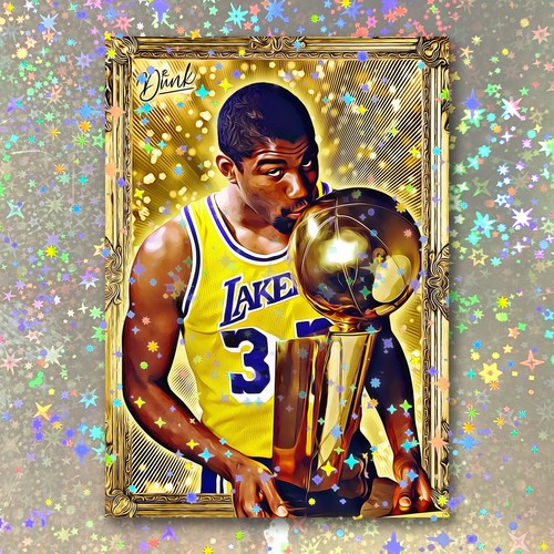 Magic Johnson Holographic Gold Getter Sketch Card Limited 2/5 Dr. Dunk ...