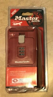 Master Lock #4682DBLR Red Combination Lock Luggage Strap New Factory ...