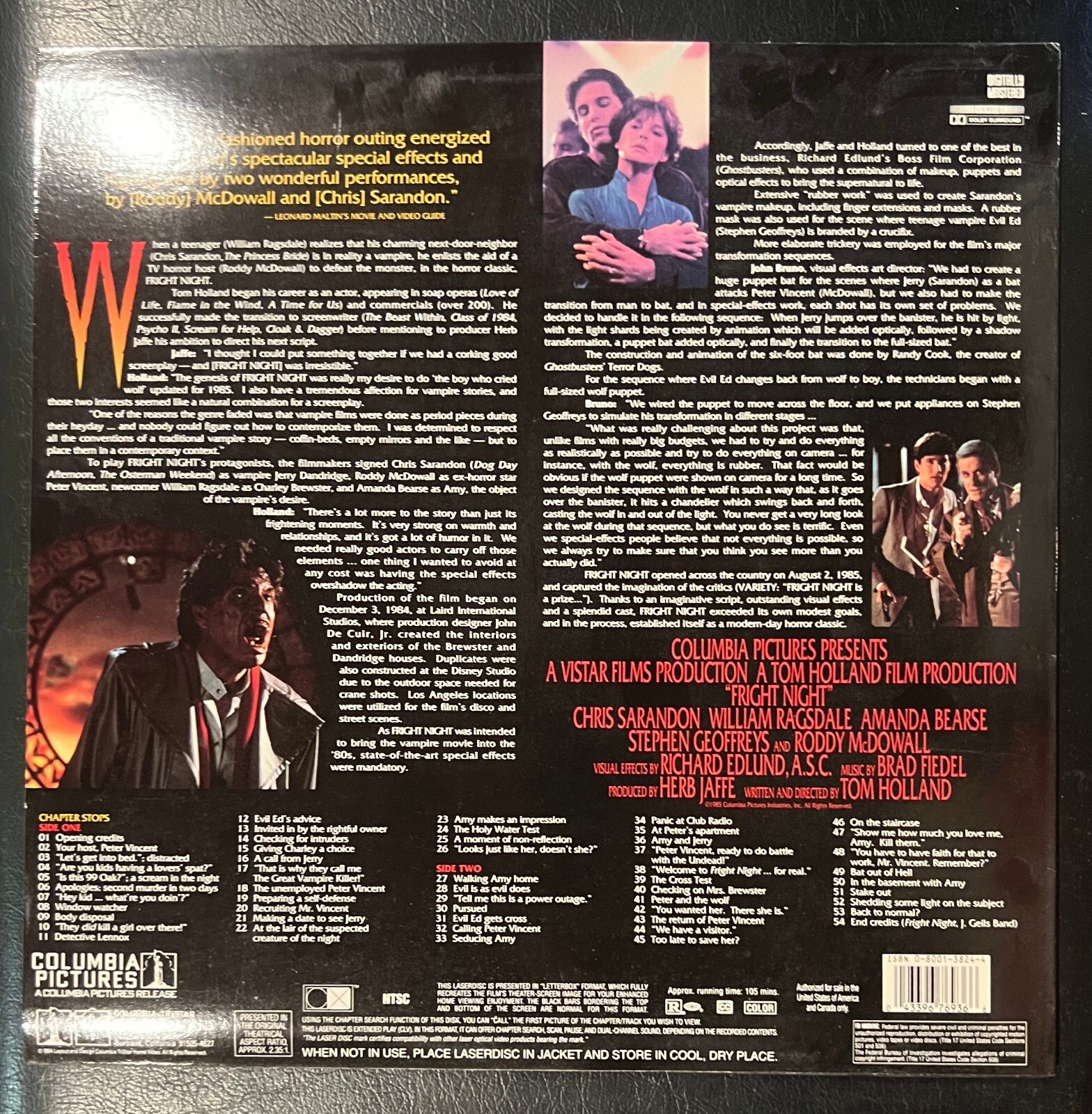 FRIGHT NIGHT laserdisc Deluxe Widescreen Presentation | eBay