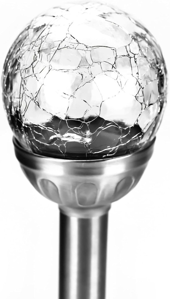 6 Garden Solar Crackle Ball Stake Lights RGB Colour Changing LED ...