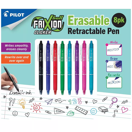 Pilot Frixion Erasable Retractable Pen 8 Pack Rainbow | eBay Australia