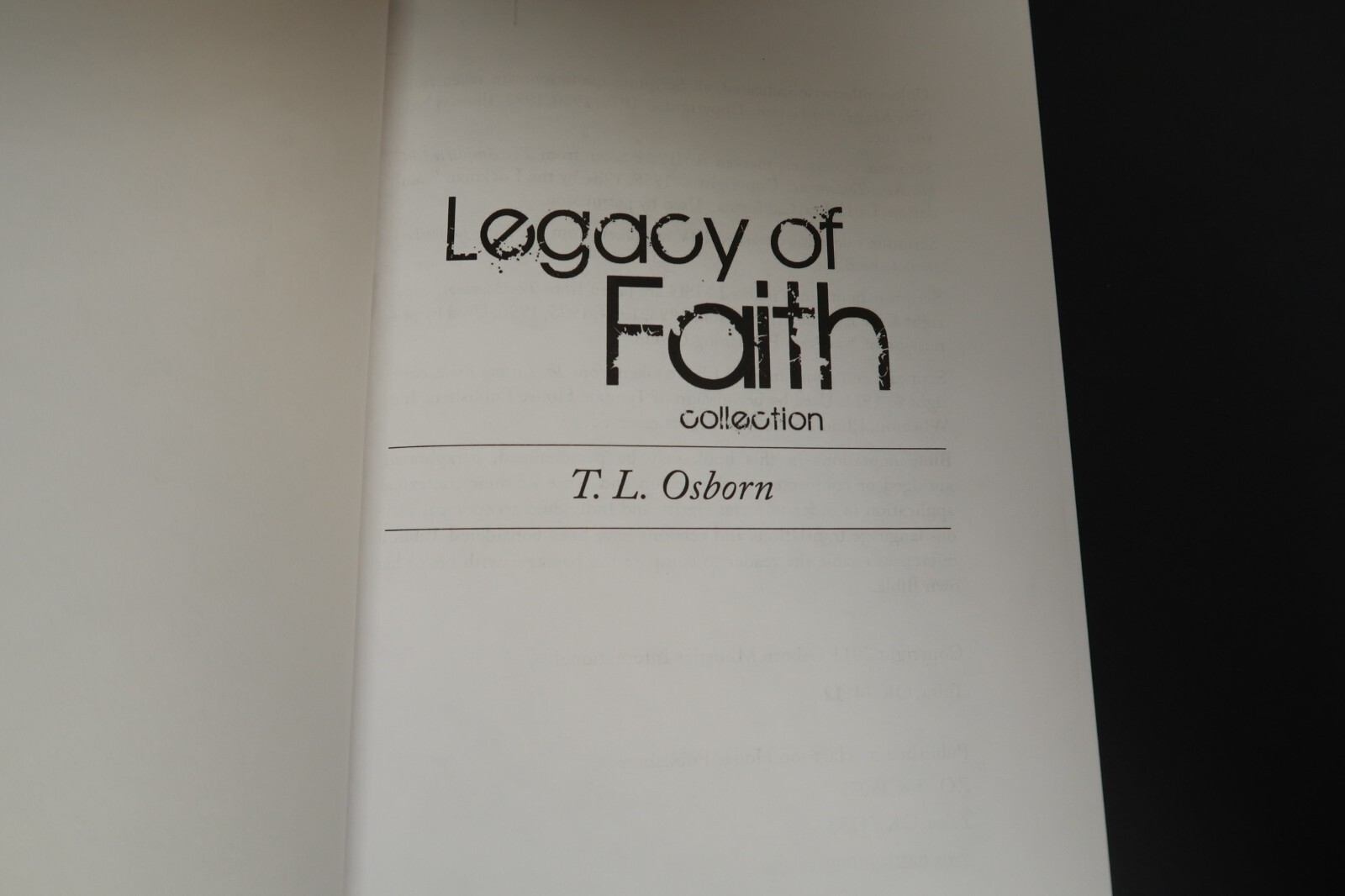 Legacy of Faith Collection T.L. Osborn Book Pioneer of Mass Miracle ...