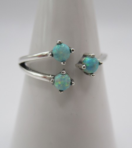 925 Sterling Silver Triple Opal Open Ring - Adjustable Ring | eBay UK