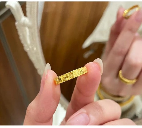 1pcs Pure 24K Yellow Gold 999 Shiny Rings 6.9g Men Women Charm Band ...