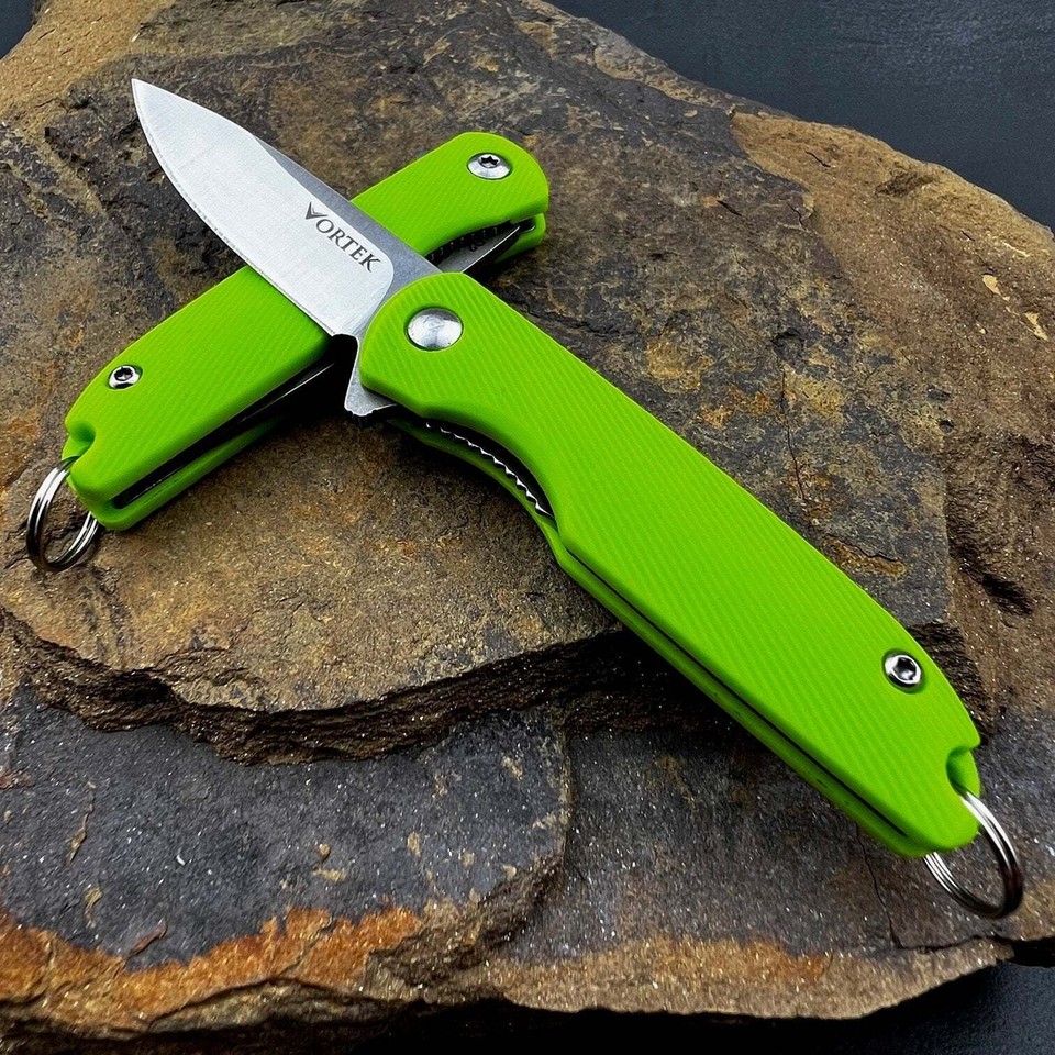 VORTEK PIKA Lime Green D2 Ball Bearing Flipper Blade EDC Keychain ...