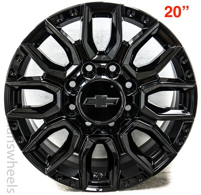 4 New 20” Chevy Silverado 2500 3500 HD Replica Gloss Black 8 Lug Wheels ...