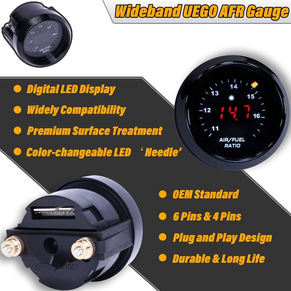 Wideband UEGO Air/Fuel Ratio Gauge 52mm (2-1/16”) with 4.9 LSU Sensor ...