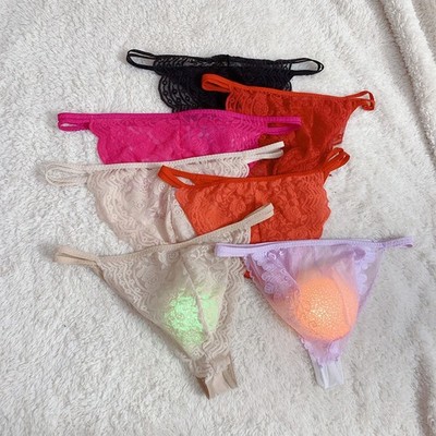 Men's Breathable Lace Sheer G String Thong Bikini Briefs Underwear ...