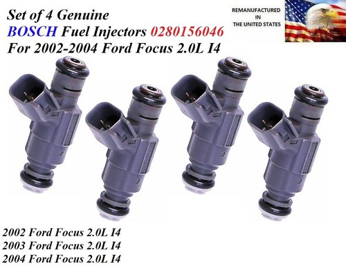 Set of 4 Genuine Bosch Fuel Injectors For 2002-2003-2004 Ford Focus 2 ...