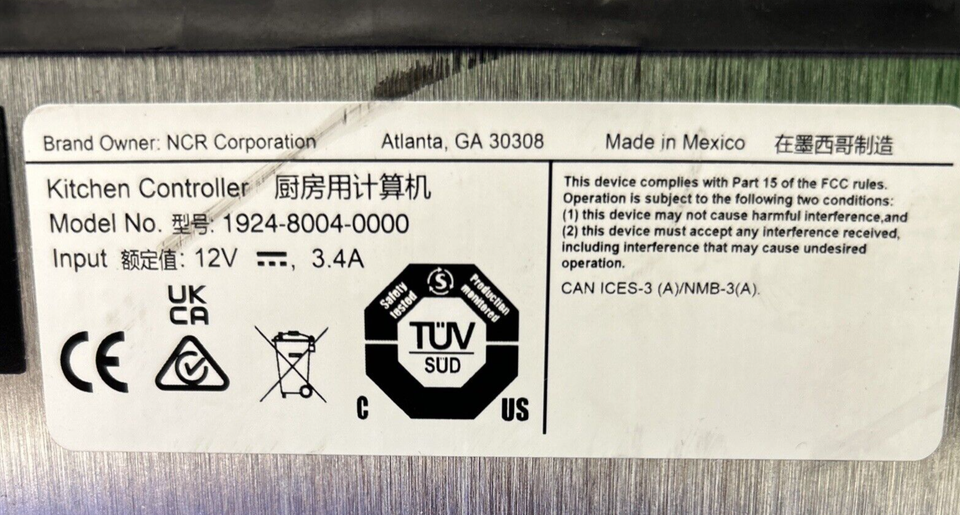 NCR 1924-8001-0000/ 1924-8004-0000 Kitchen Controller . not power ...