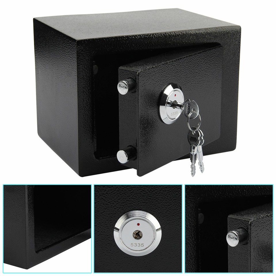 SOLID STEEL FIREPROOF SAFE SECURITY HOME OFFICE MONEY CASH SAFETY MINI ...