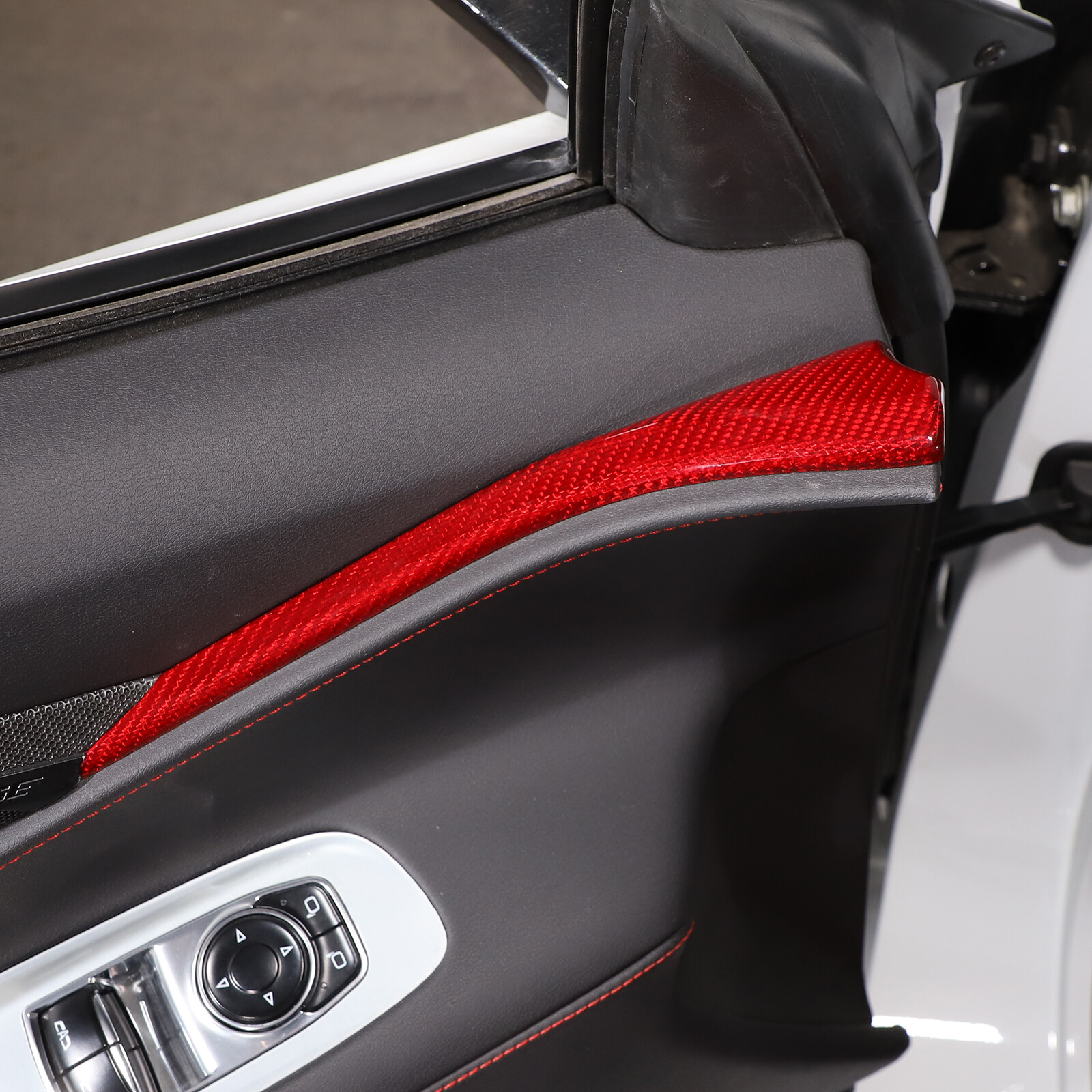 Red Real Carbon Fiber Interior Window Upper Door Panel trim For ...