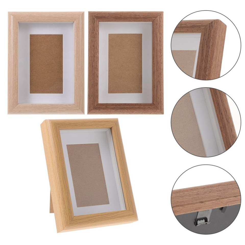 3 pcs Small Wooden Photo Frames Desktop Display Photo Frame Tabletop ...