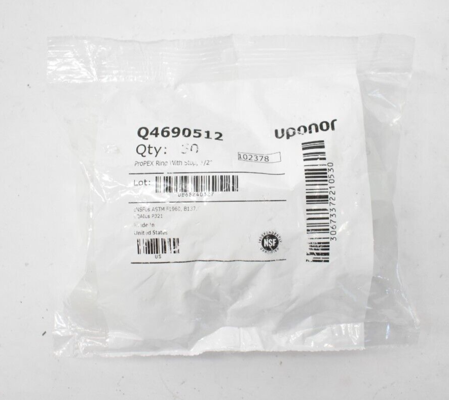 Uponor Q4690512 ProPEX 1/2" Plastic PEX Expansion Rings w Stop 50 Pack ...