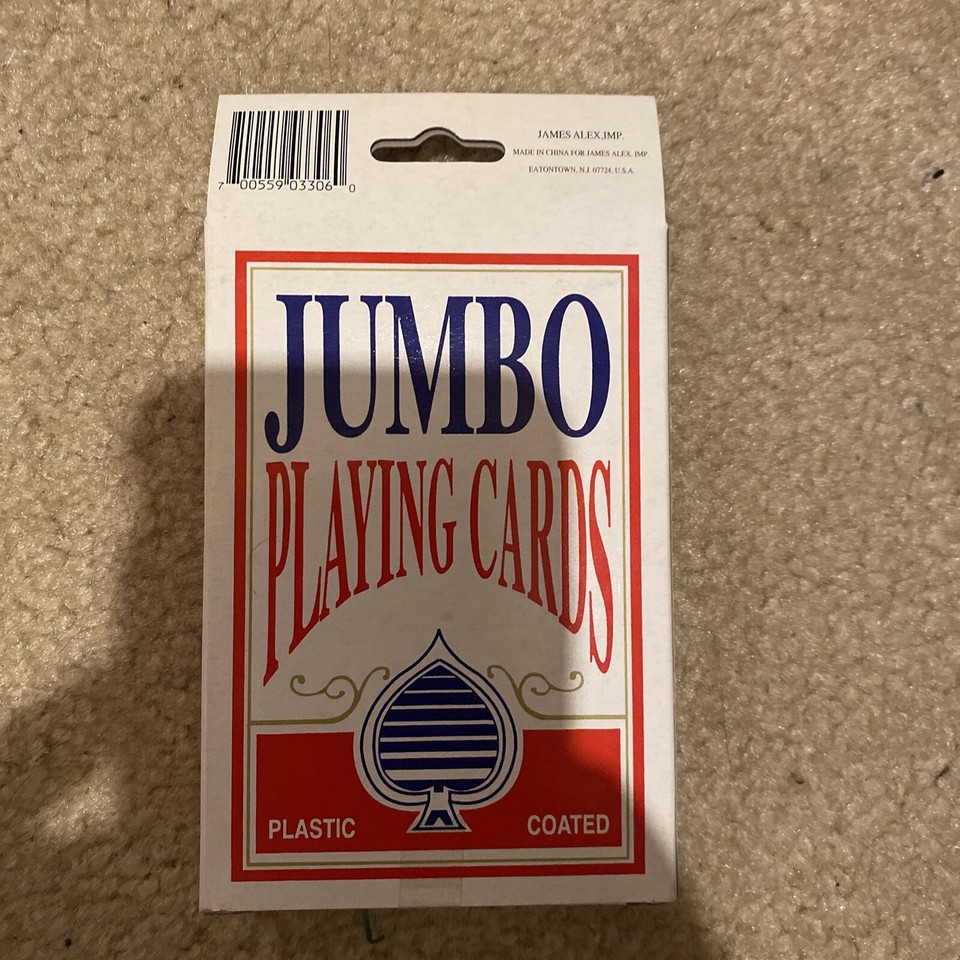 Jumbo Playing Cards Plastic Coated 54-Card Standard Deck Family Fun ...