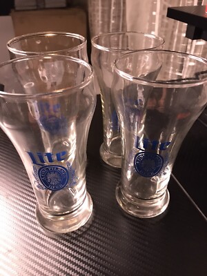 SET OF 4 MILLER LITE DRINKING GLASSES 6" TALL | eBay