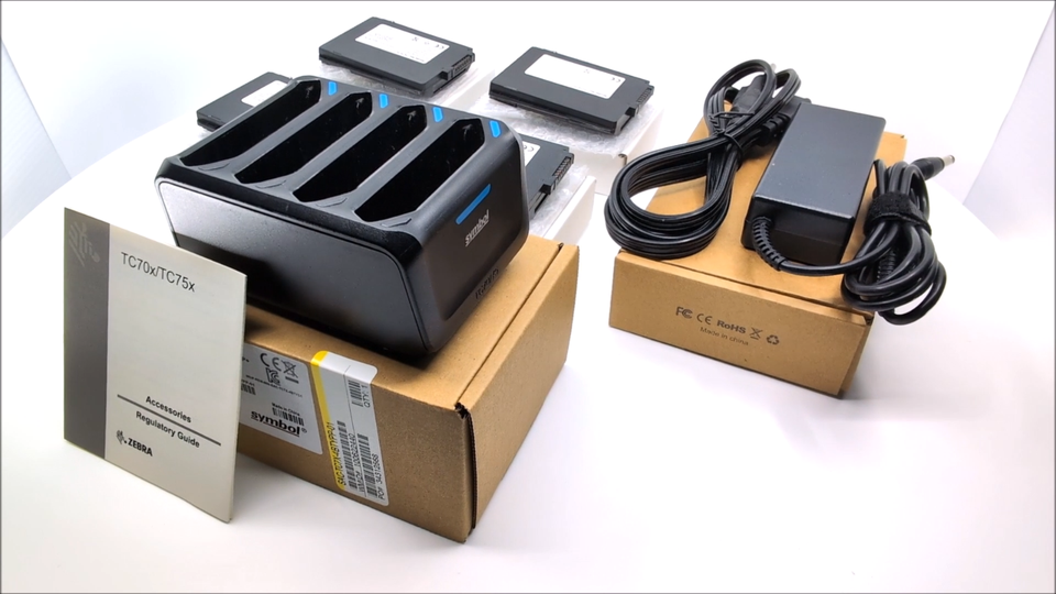 Zebra 4-Port Battery Charger & Batteries, TC70 TC75 TC77 SAC-TC7X ...
