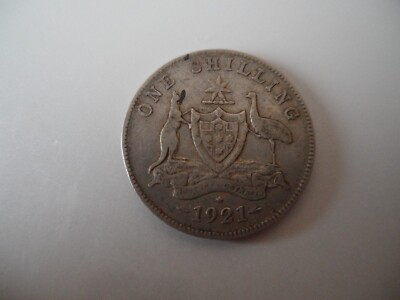 Australia KGV 1921S* Shilling Silver Coin in GF condition hard to find ...