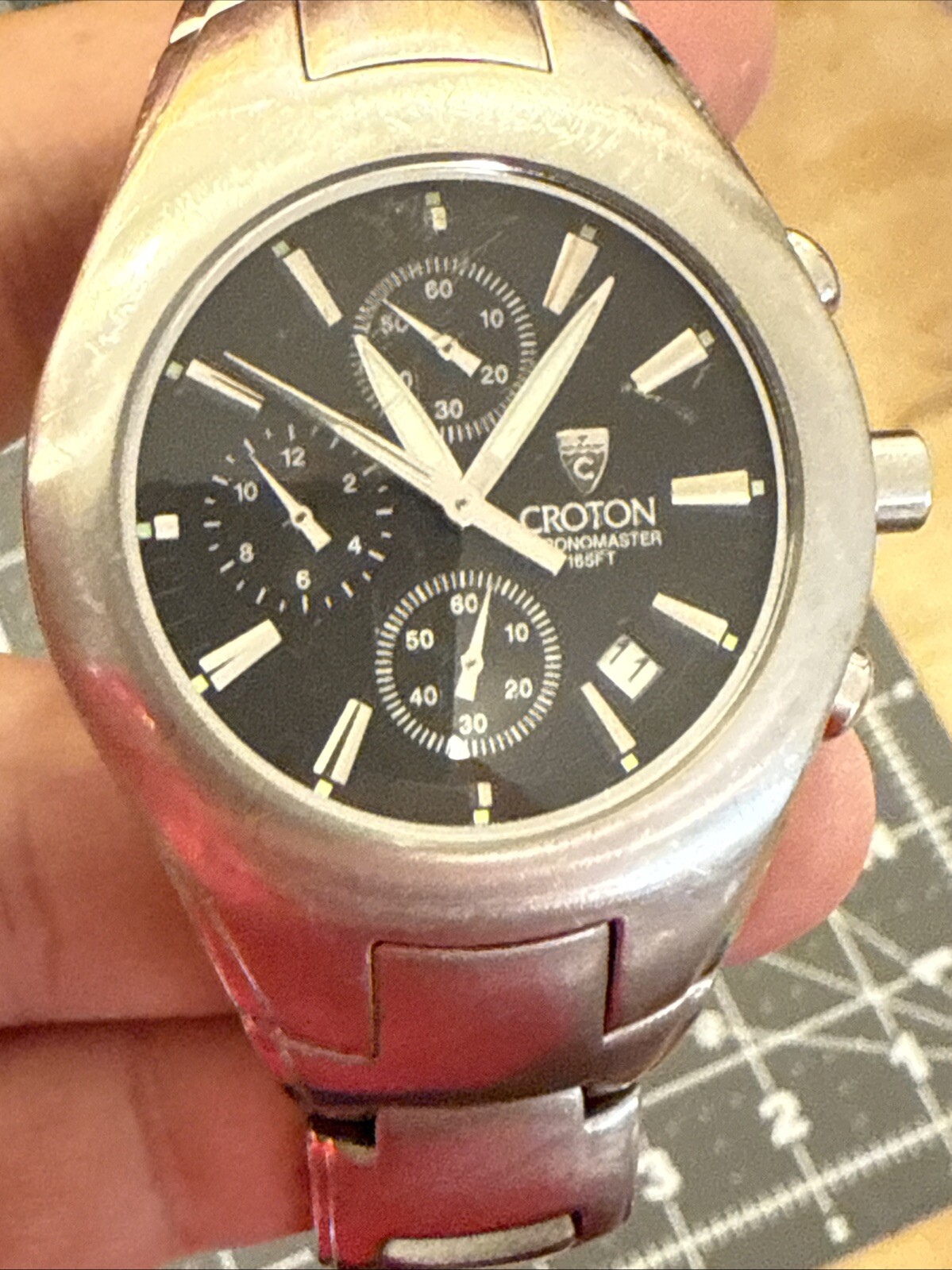 Croton Chronomaster men's watch stainless black dial … - Gem