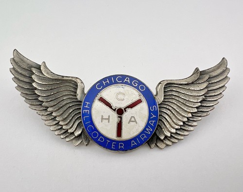 CHA Chicago Helicopter Airways Pilot Hat Badge Sterling Silver Wings by ...
