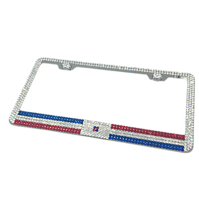 Handmade Bling Dominican Flag License Plate Frame made with Swarovski ...