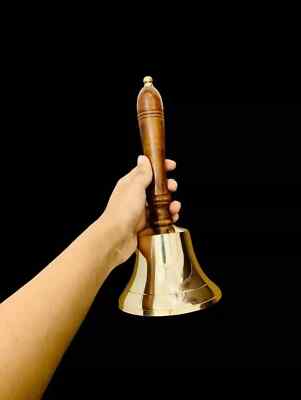 Nautical Hand Bell Gift Item 10" Brass Hand Held Bell Large School Bell ...