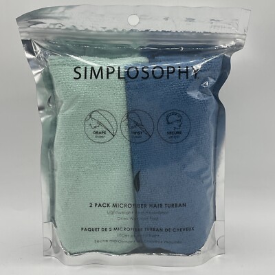Simplosophy 2 Twist Hair Turban Microfiber, Lightweight, Absorbent, NEW ...