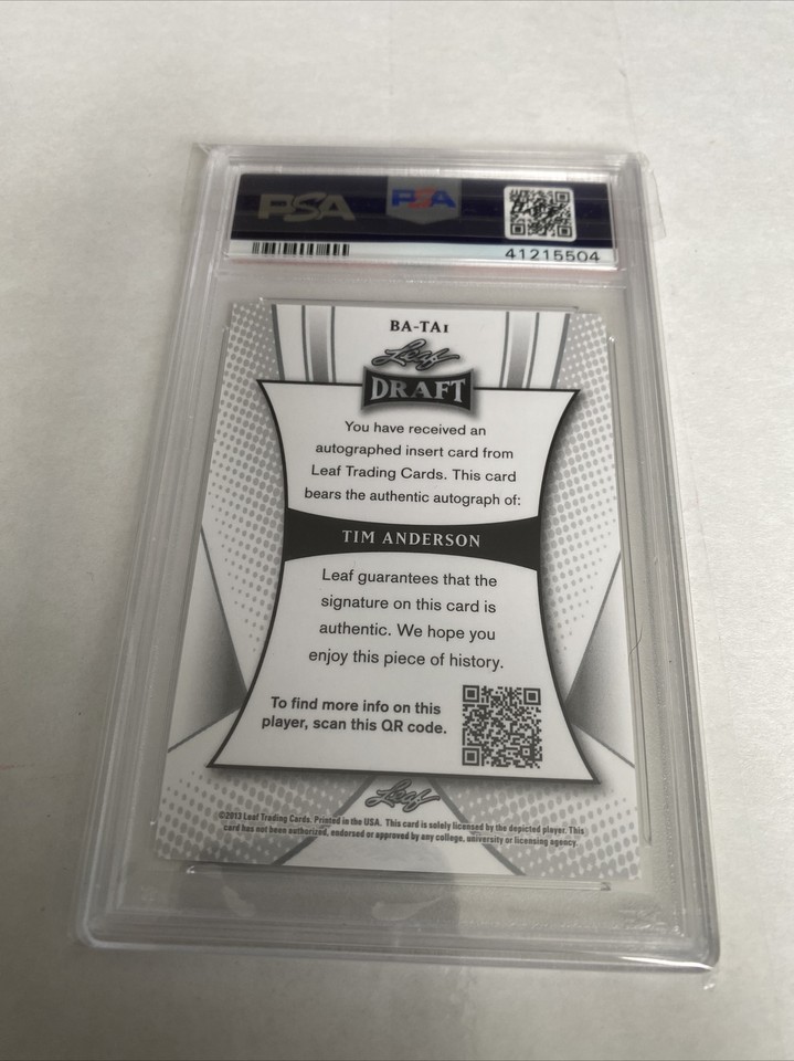 2013 Leaf Metal Draft RC Tim Anderson Autograph PSA 10 BA-TA1 | eBay