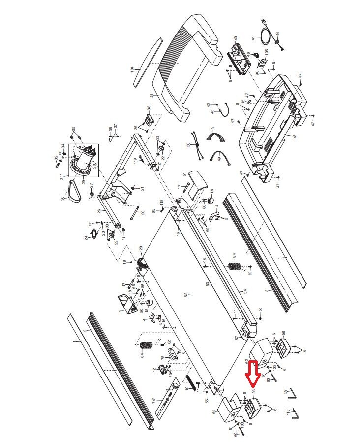 Image Proform 545s 831.294252 Treadmill Left Foot End Cap Black 199750 ...