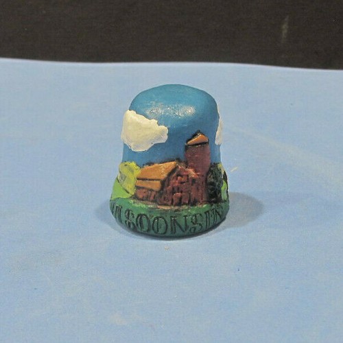 Rare COLORFULL 3 D Collectible Thimble Wisconsin Barn and Cows | eBay