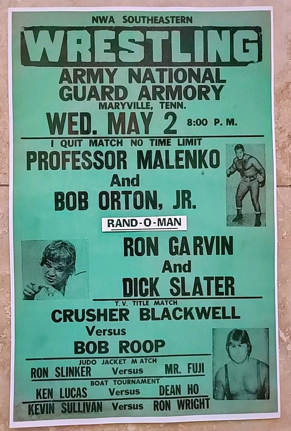 Southeastern Wrestling Professor Malenko,Bob Orton vs Ron Garvin,Dick ...