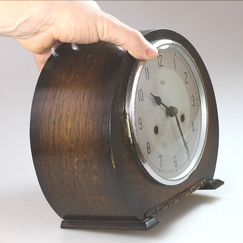 SMITHS ENFIELD England Wooden Brass Mantel Shelf Mechanical Wind up ...