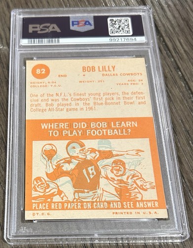 Bob Lilly Dallas Cowboys 1963 Topps Rookie RC PSA 4 10 Signed 4 ...
