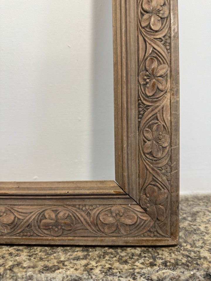Frame Antique Wooden 8F Embellishments Flowers Carved Rabbet: 50 X 40,5 ...